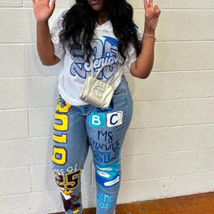 Custom Painted Jeans | Senior Jeans |graduation Jeans| Personalized ...