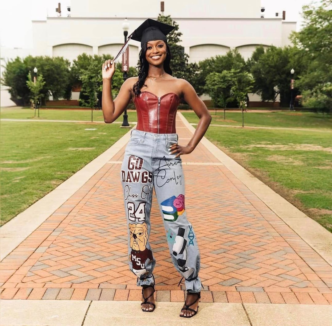 Custom Painted Jeans | Senior Jeans |graduation Jeans| Personalized ...