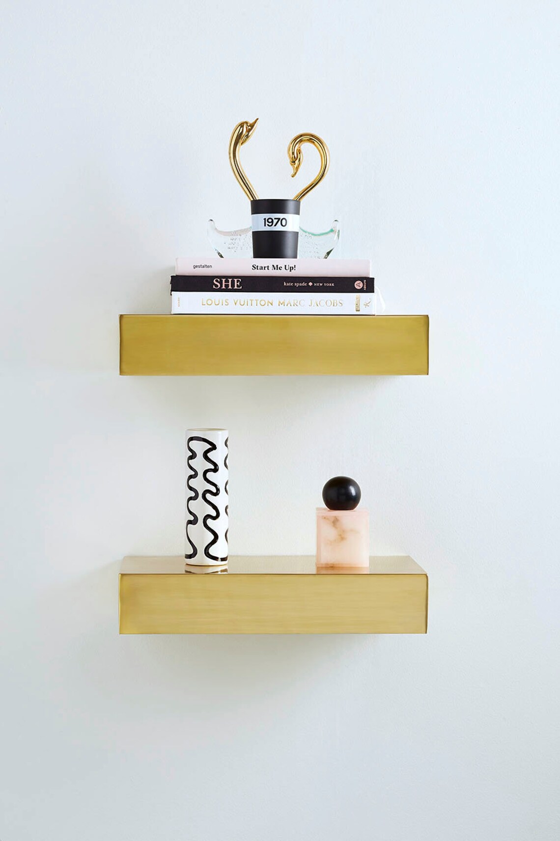 Lola Floating Brass Shelf 36 gold wall shelf storage | Etsy