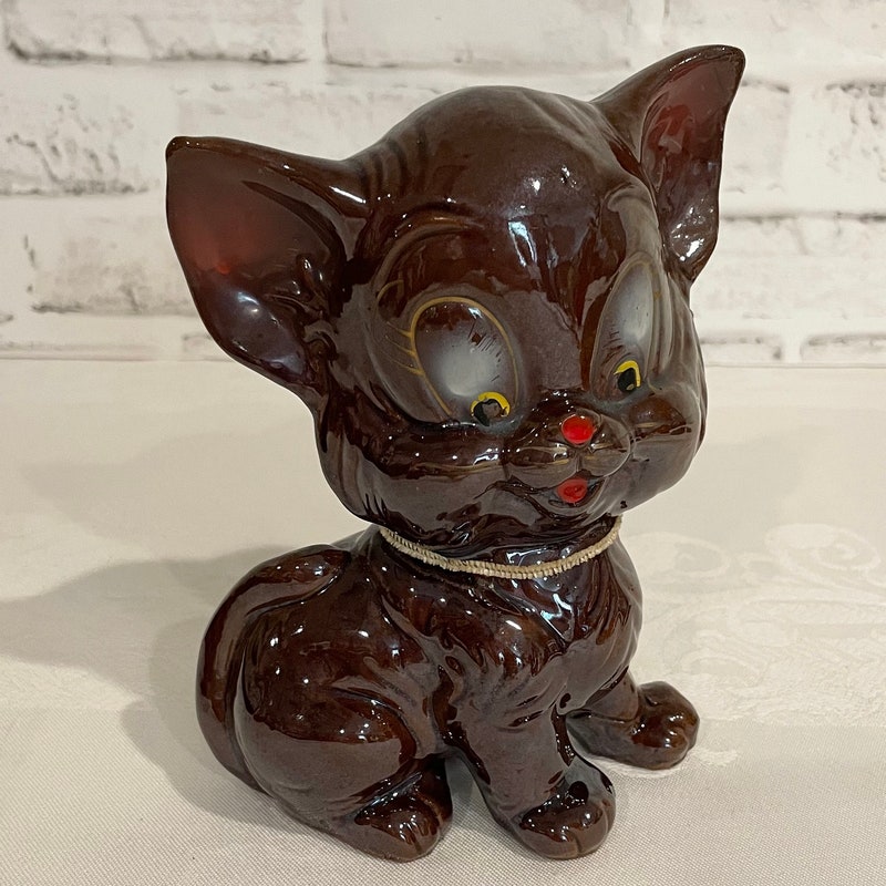 Cat Red Bow Figurine - Etsy