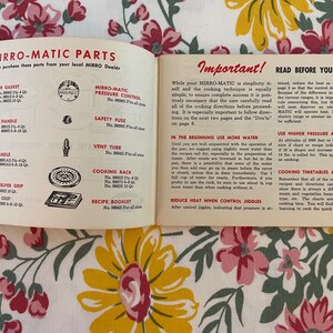 Vintage 1958 Mirro-matic Pressure Cooker Recipes Directions Appliance ...