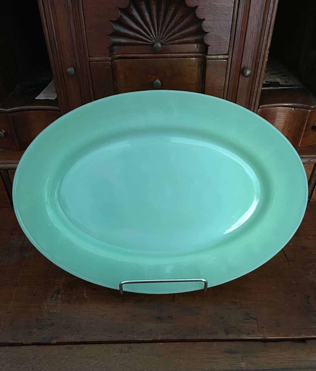 Vintage Jadeite Platter 11 X 8 Green Glass 1940s 1950s Fire King Oven ...