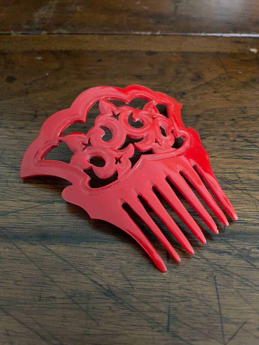 Vintage Red Bakelite Hair Comb 4" 1940s Fashion Carved Plastic - Etsy