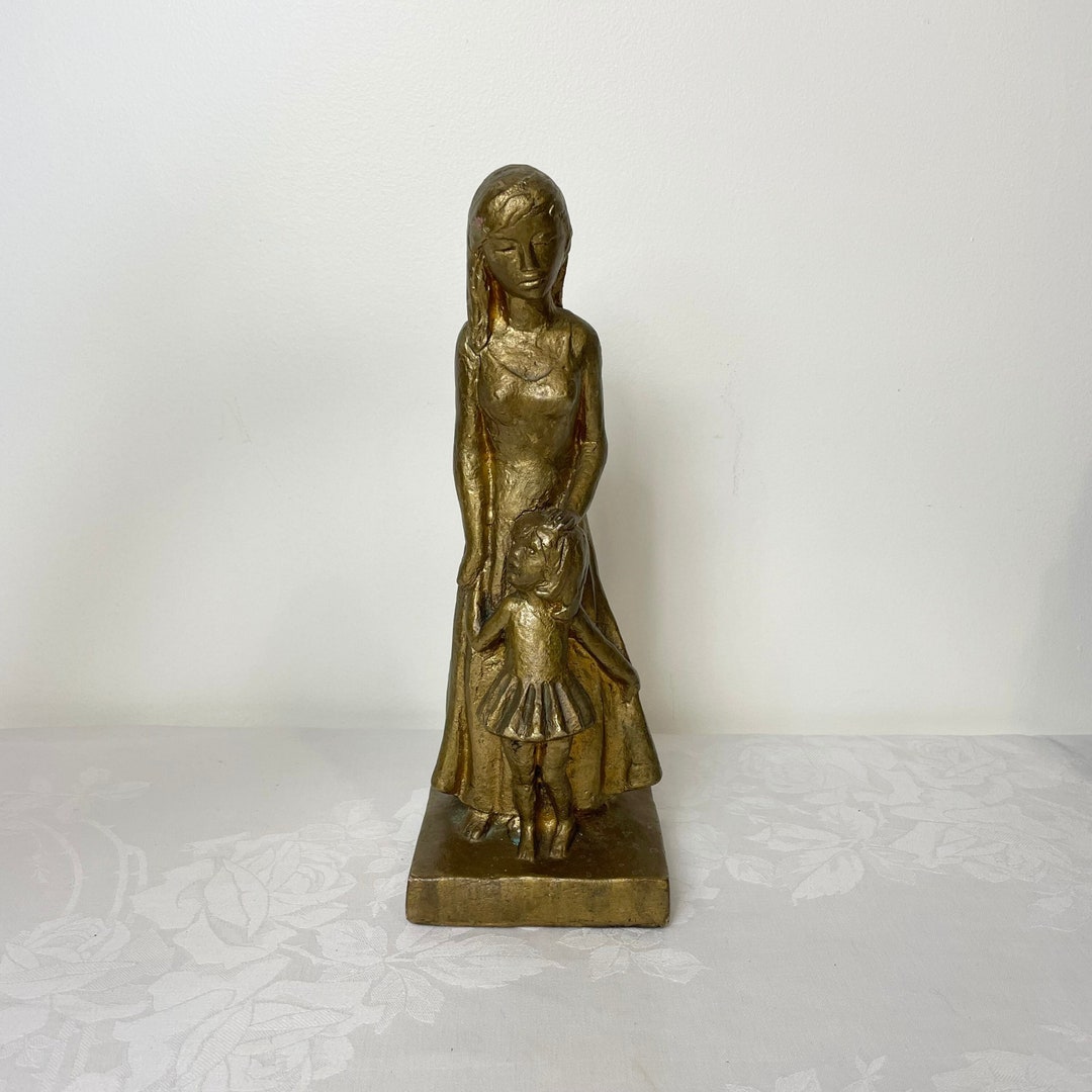 Vintage 12" Mother Daughter Statue 1960s Ceramic or Chalk Leonardo Art ...