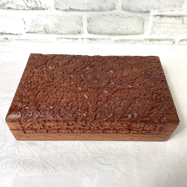 Carved Wood Box - Etsy
