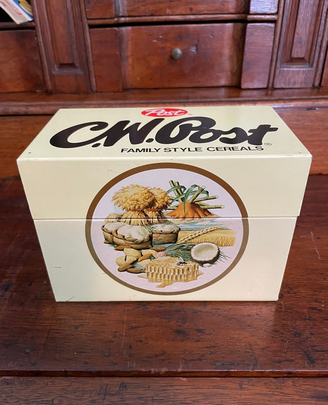Vintage C W Post Cereal Metal Recipe Tin Box 1980s Advertising - Etsy