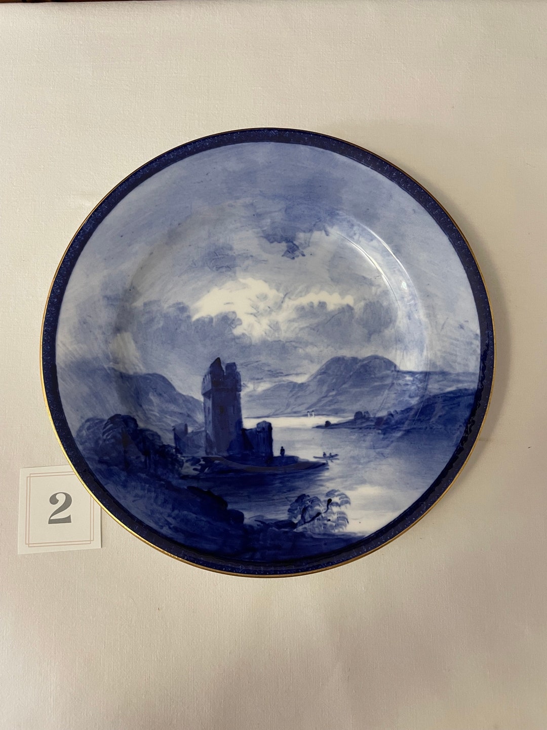 Antique 10" Blue Plate 1878 Copeland Pottery Hand Painted Scenery Spode ...