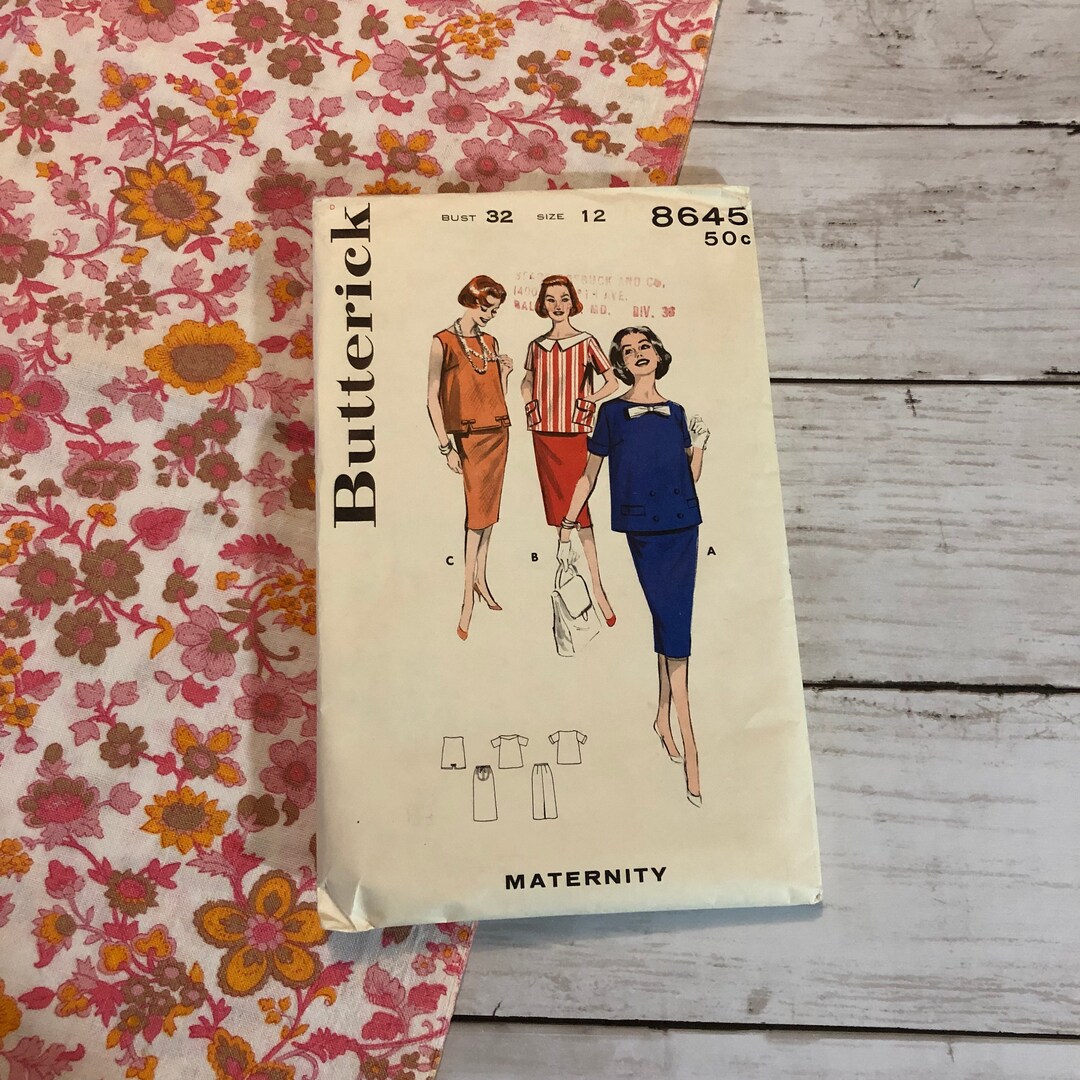 Vintage 50s Butterick Maternity Sewing Pattern 8645 Size 12 - Etsy