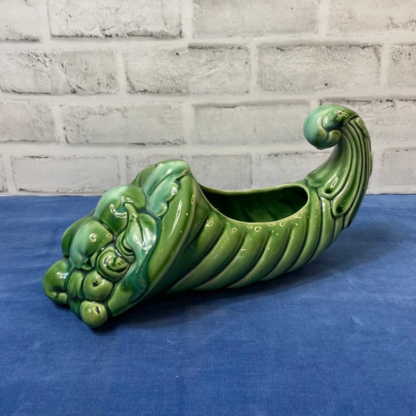 Vintage Green Cornucopia Planter - Etsy