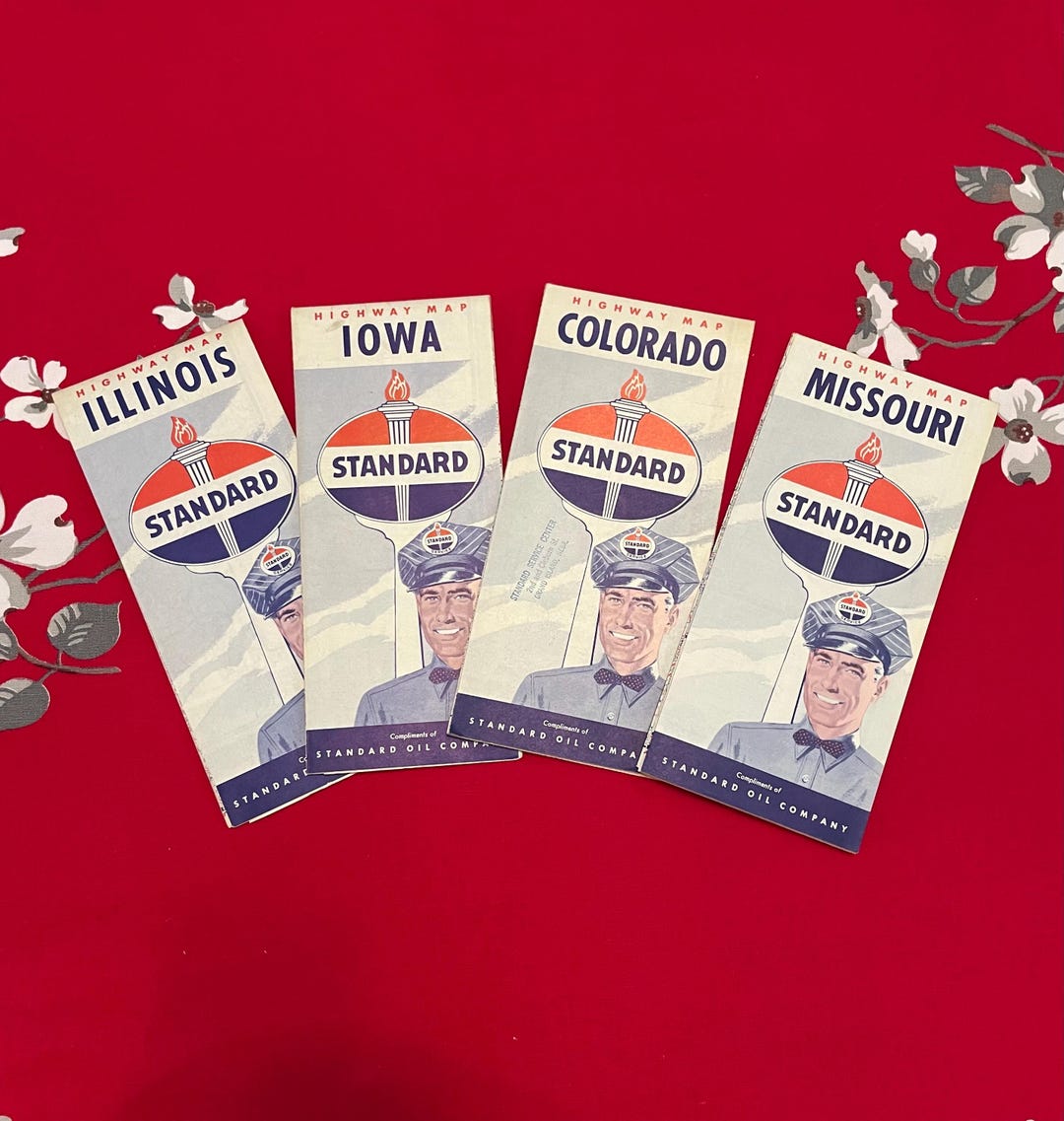 1950s Standard Oil Gasoline Road Maps Vintage Illinois Iowa Missouri ...
