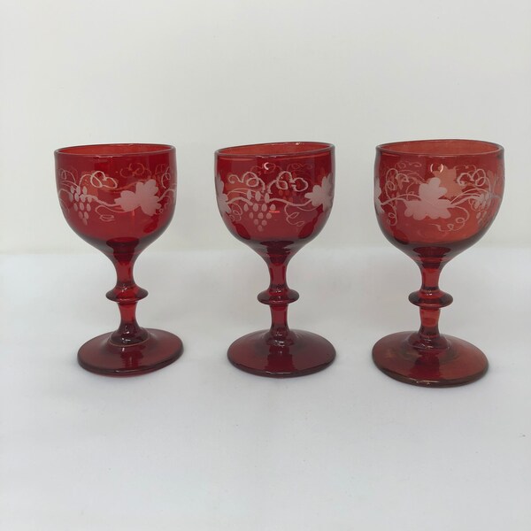Red Cordial Glasses - Etsy