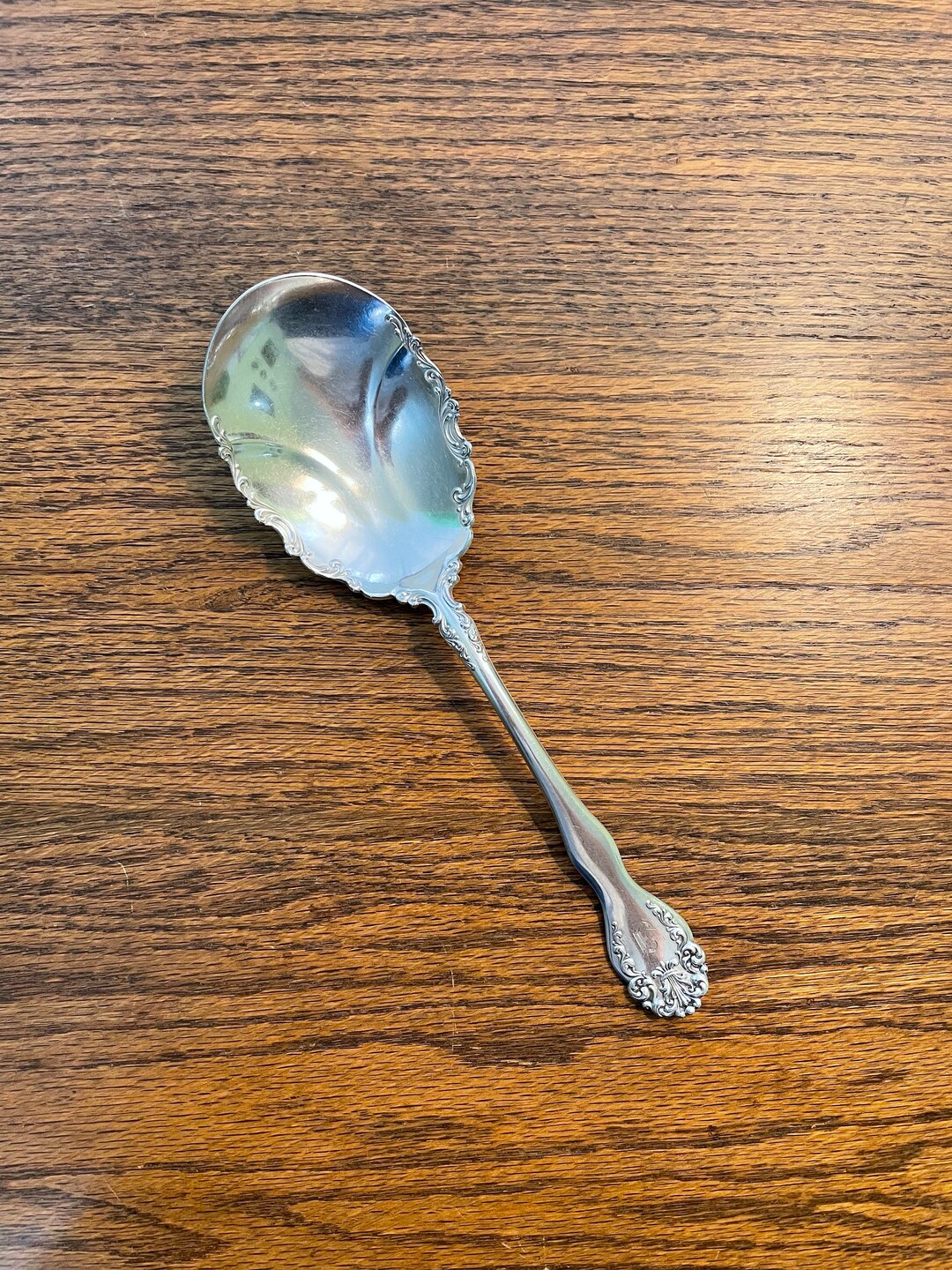 Vintage Anjou Large Berry Spoon Silver-plate 1835 R Wallace Monogram F ...