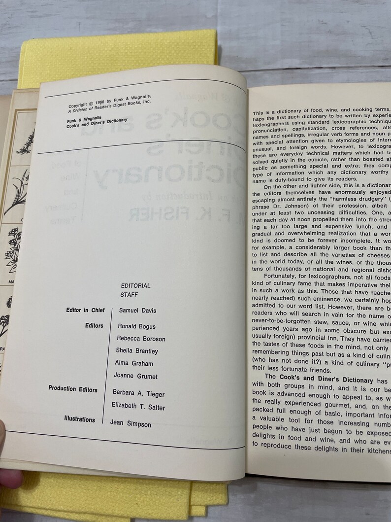Vintage 1968 Cooks and Diners Dictionary a Lexicon of Culinary Terms ...