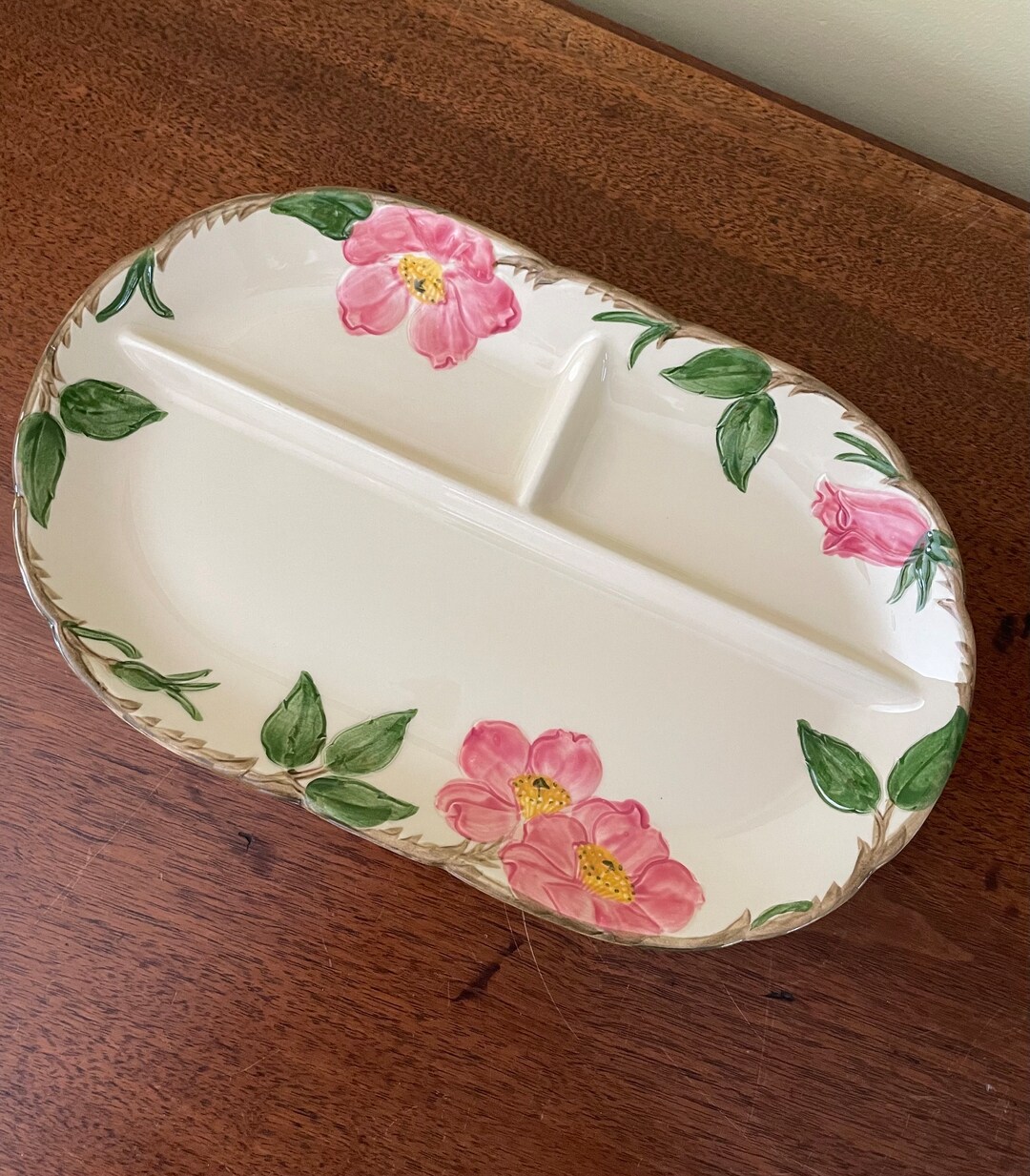 Vintage Franciscan Desert Rose Relish Dish Divided Platter 12" Hand ...