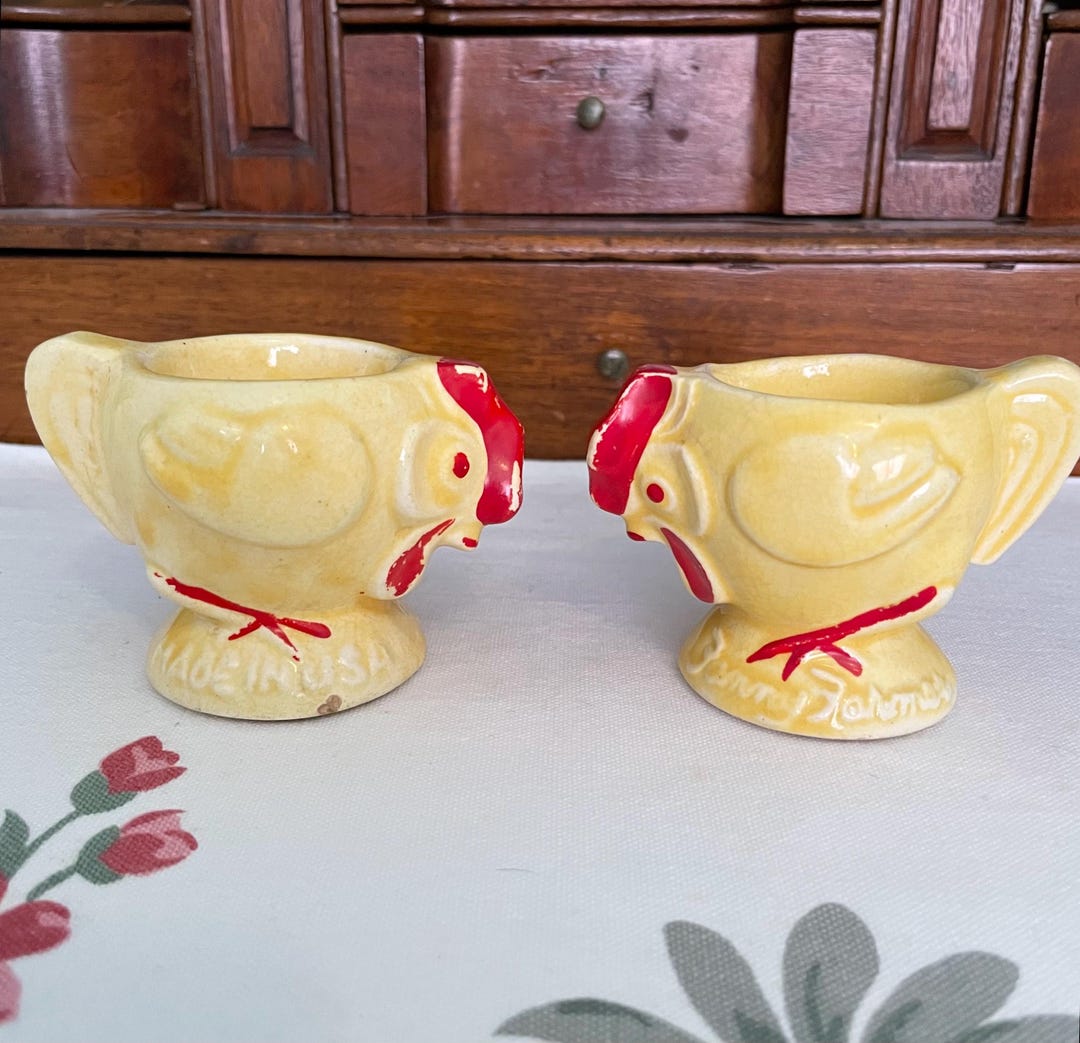 2 Vintage Fanny Farmer Egg Cups 1950s Yellow With Red - Etsy