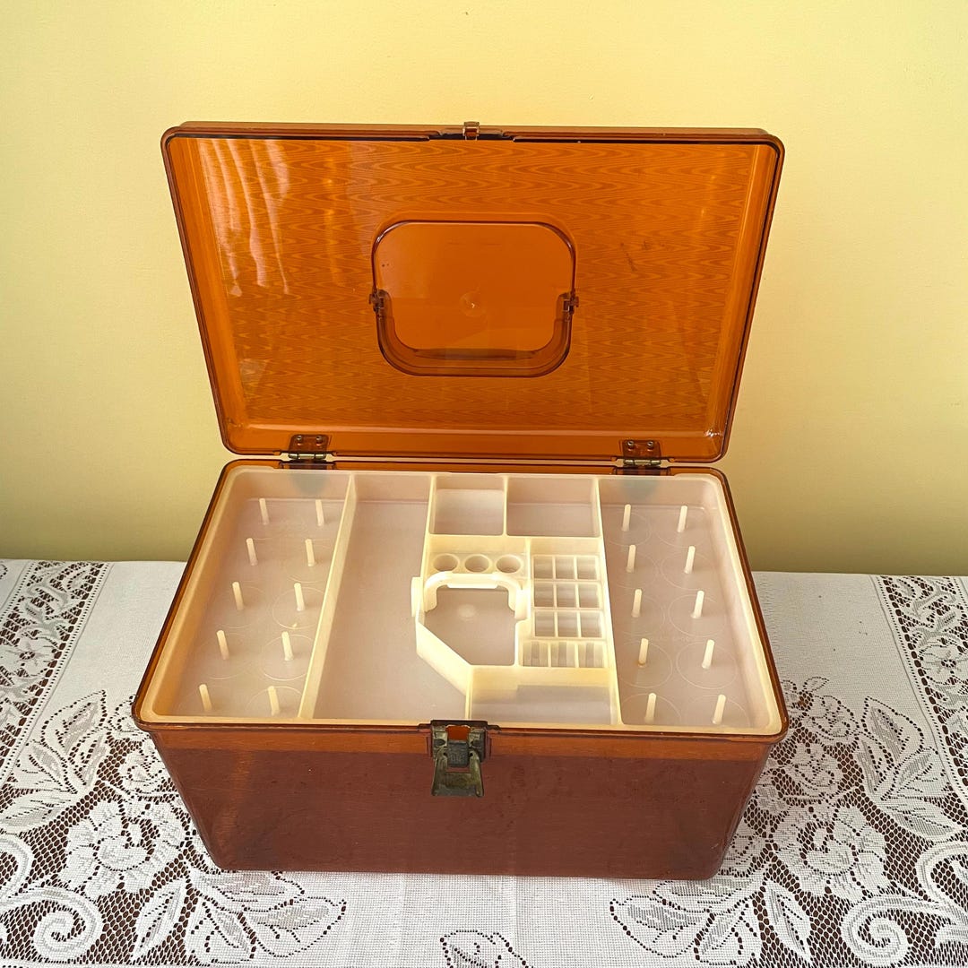 Vintage Plastic Sewing Box With Tray 1960s Wil-hold Wilson Clear Amber ...
