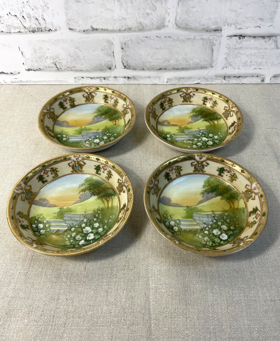 4 Antique Morimura Nippon Porcelain Berry Bowls With Raised - Etsy