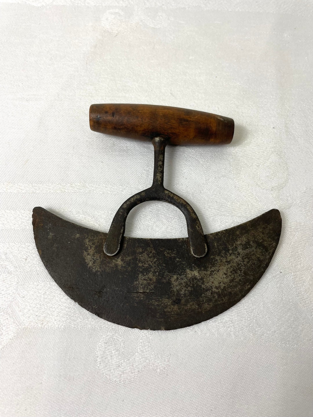 Antique Single Blade Chopper Wood Handle Steel Primitive Slaw or Herb ...
