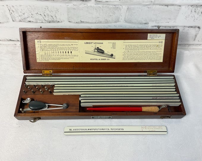 Vintage K&E Leroy Lettering Set 1962 Keuffel Esser Drafting Kit Wood ...