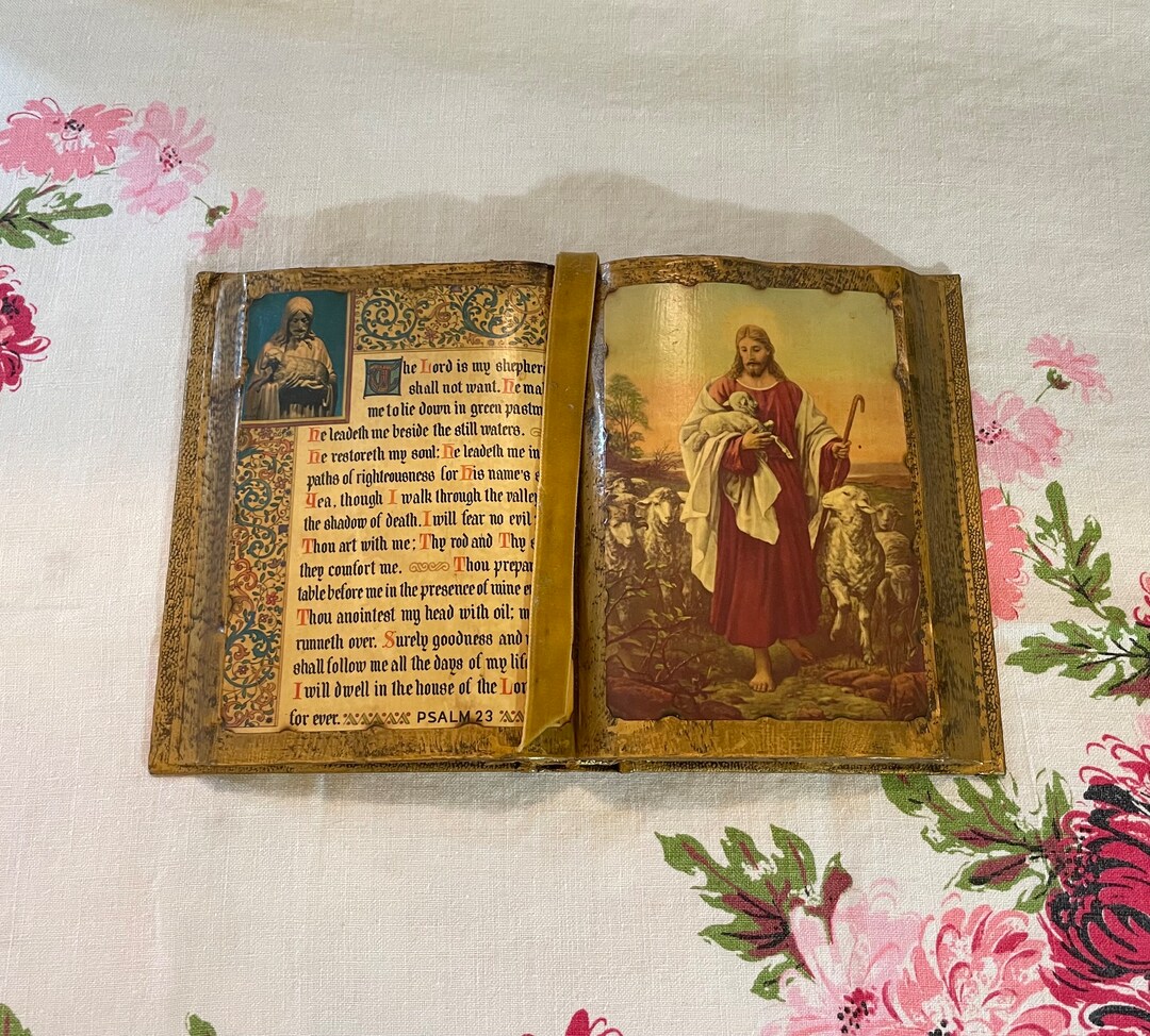 Vintage 23rd Psalm 1960s Jesus Kitsch Faux Bible Christian - Etsy
