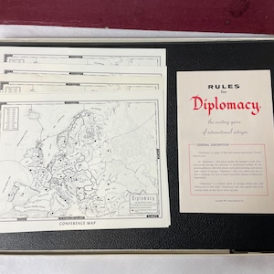 Vintage Diplomacy Board Game 1961 Games Research Inc Maps and Wooden ...