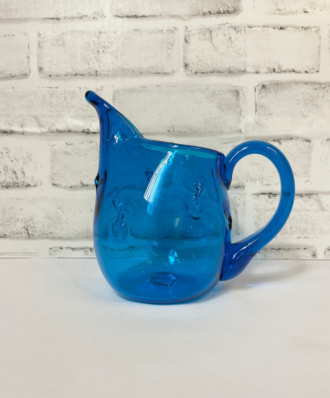Vintage Bischoff Blue Art Glass Pinched Pitcher No. 819 1960s - Etsy
