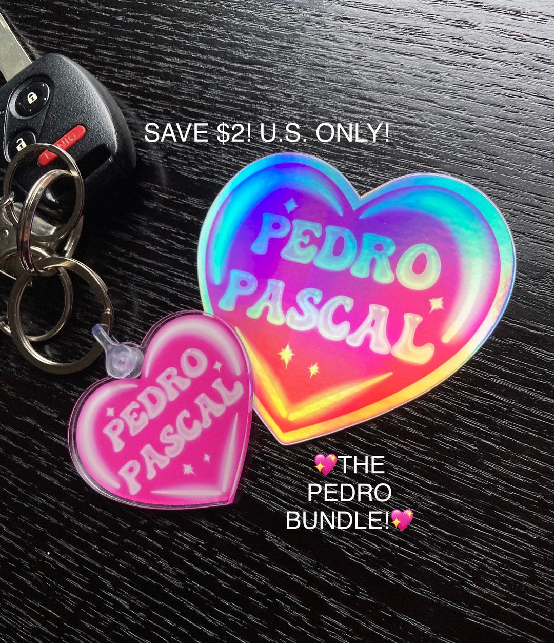 PEDRO PASCAL Holographic Vinyl Sticker and Keychain Bundle - Etsy