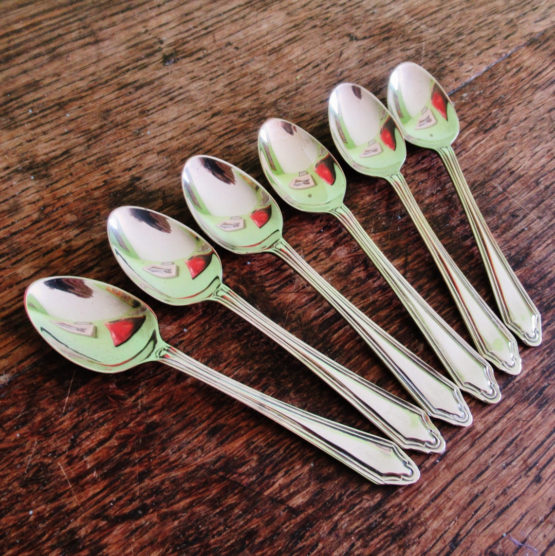 Vintage Teaspoons Silver Plated EPNS Art Deco Edwardian Style Small ...