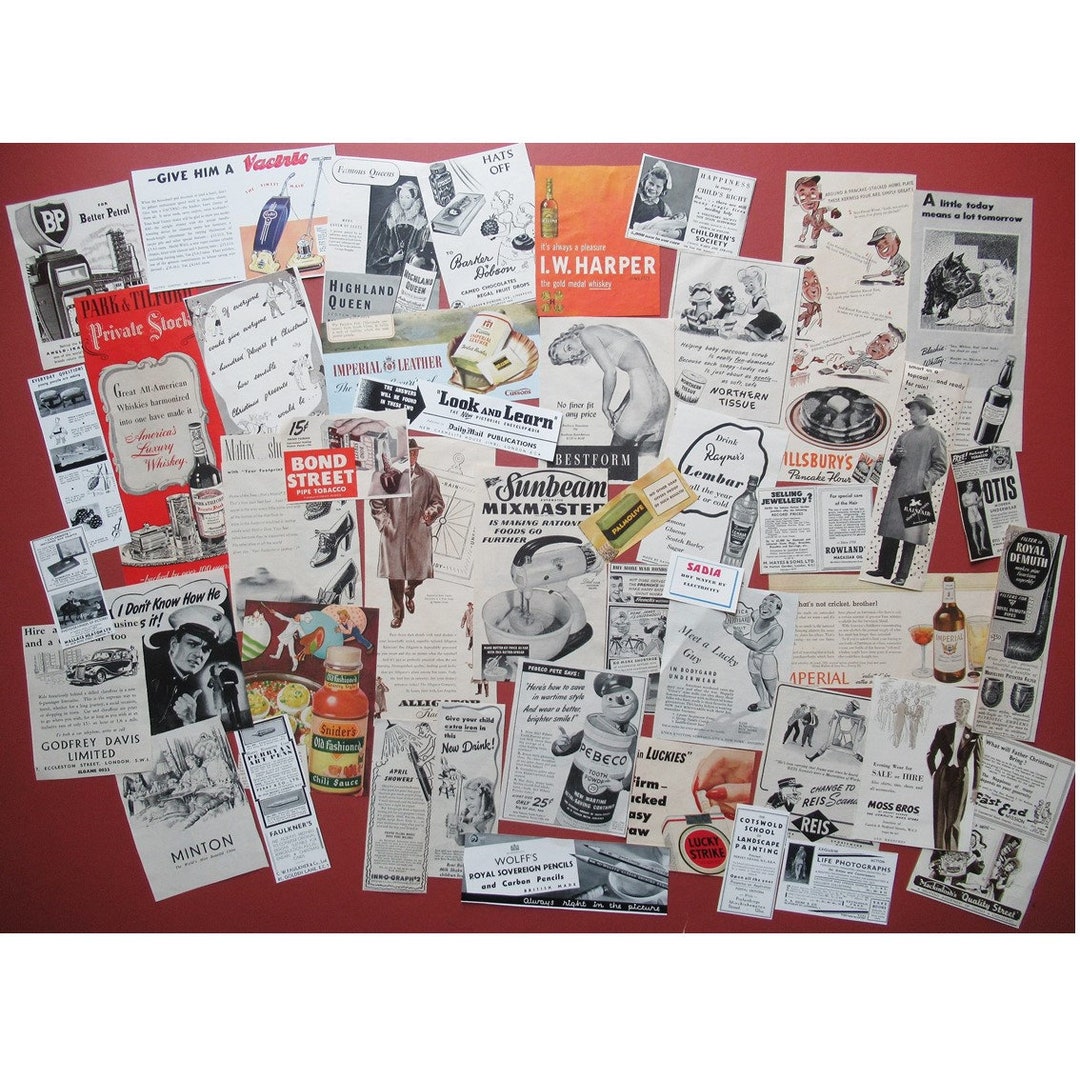 Vintage Adverts Large Ad Pack 1930s 1950s Original Paper Clippings ...