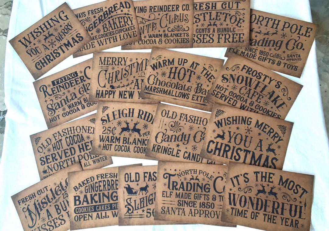 CHRISTMAS VINTAGE #1 Prim Pantry Labels - Etsy