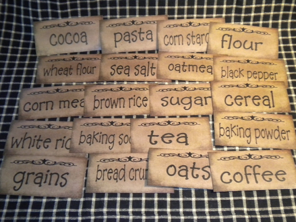 Prim Pantry Paper Labels Kitchen Dry Goods - Etsy