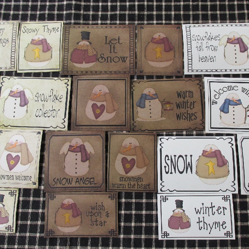 Primitive Snowmen Labels - Etsy