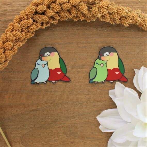 Cuddling Parrotlet and Conure Vinyl Decal Sleeping Birds 2x2 | Etsy