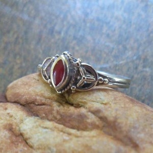 Charming Red Bezel Set Stone Sterling Ring Size 7.50 Red - Etsy
