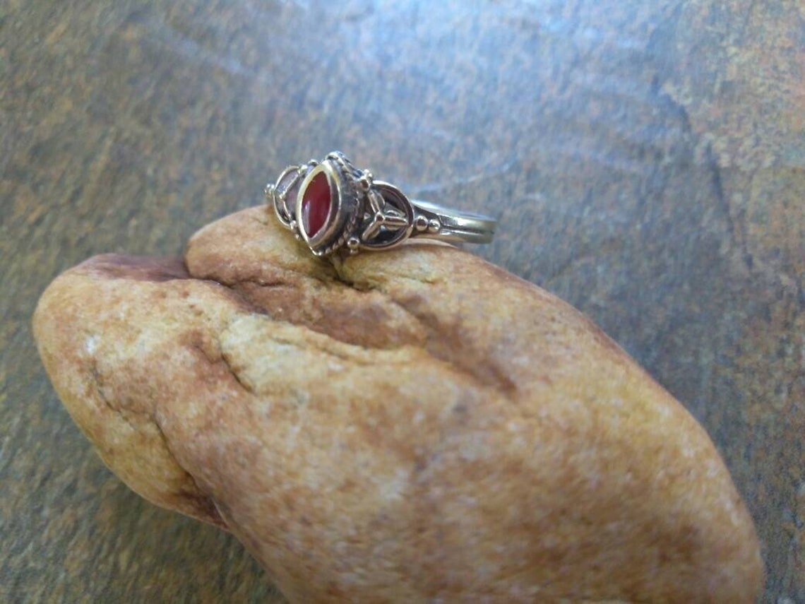 Charming Red Bezel Set Stone Sterling Ring Size 7.50 Red | Etsy