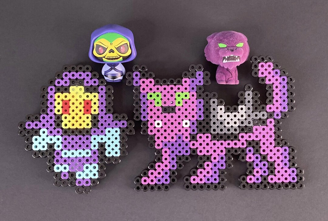 He-man MOTU Skeletor and Panthor Perler Magnets and Dorbz Pint Sized ...