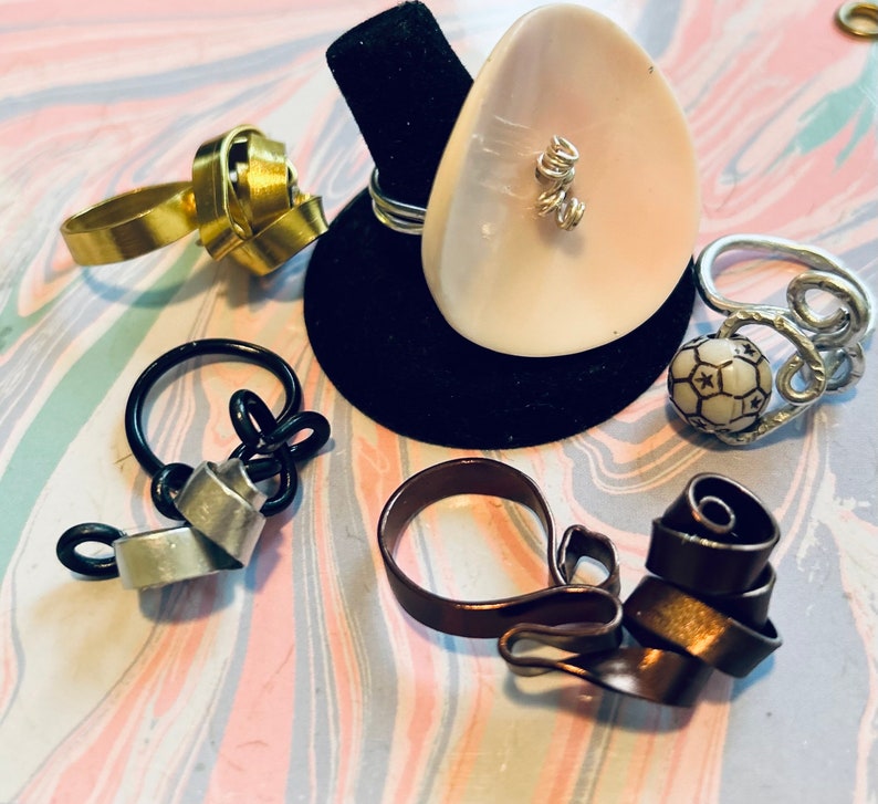 Shell Ring Wire Band Modernistic Jewelry Pearl Shell Statement - Etsy