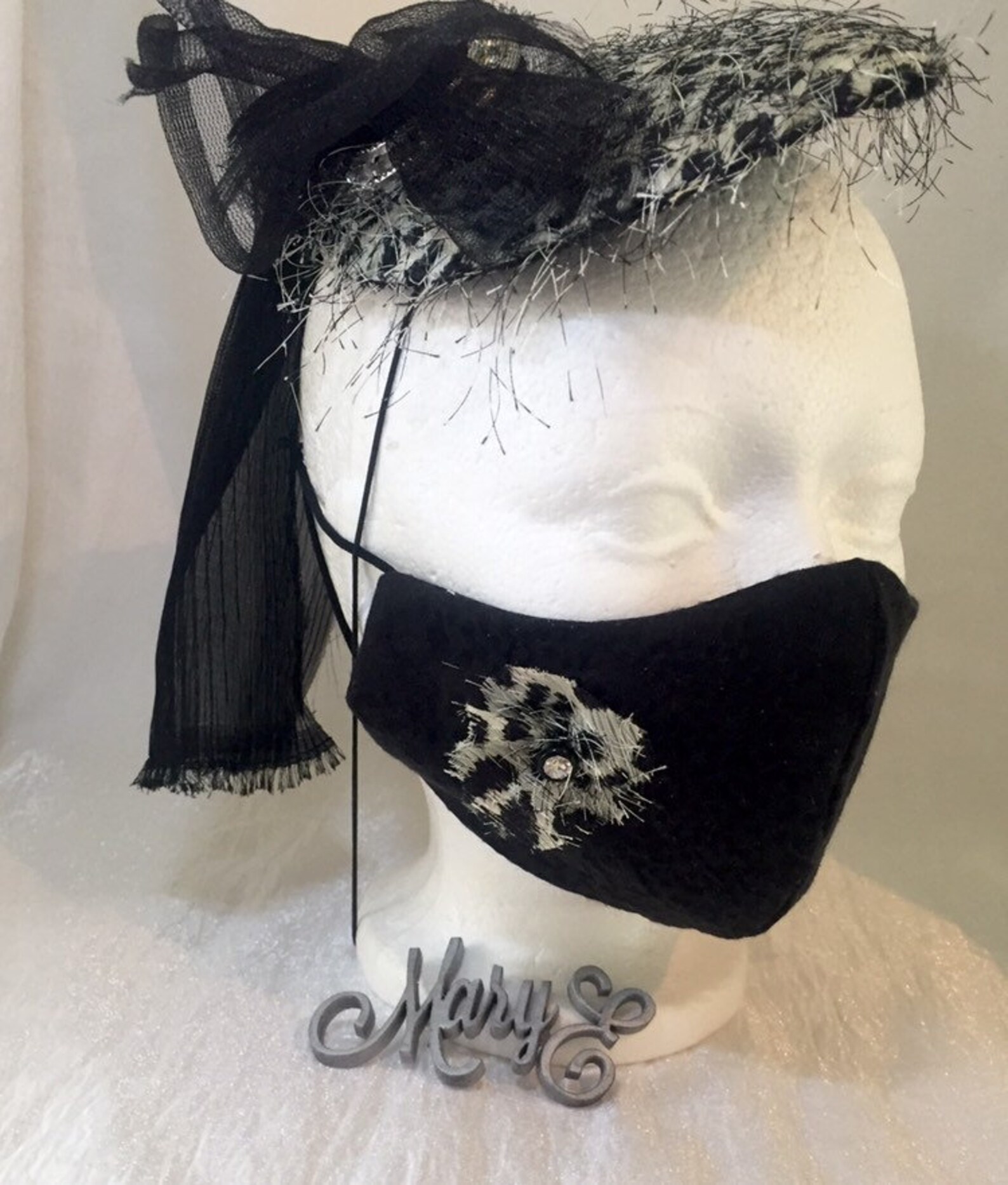Face Mask Hat Set Fashion Face Cover,fascinator Mask Set,animal Print ...