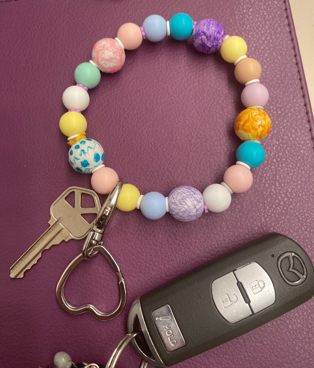 Key Chain Fob Spinner Bead Wristlet, Key Fob Hands Free - Etsy