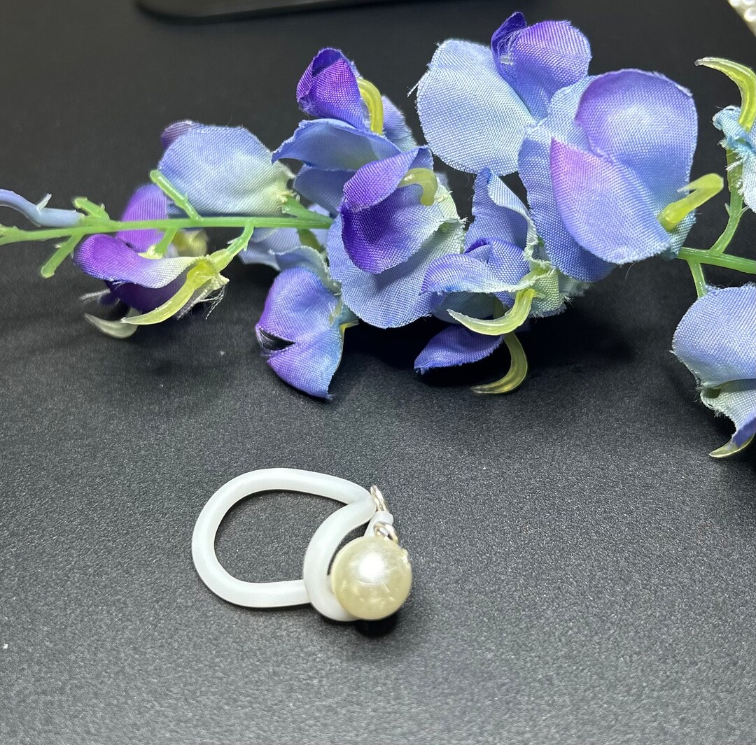 Wedding Silicone Ring Dome Pearl Ring Adjustable Ring Soft Ring for Her ...