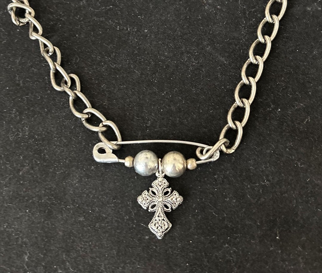 Safety Pin Cross Necklace-bold Maximalism -expression Pendant- -y2k ...