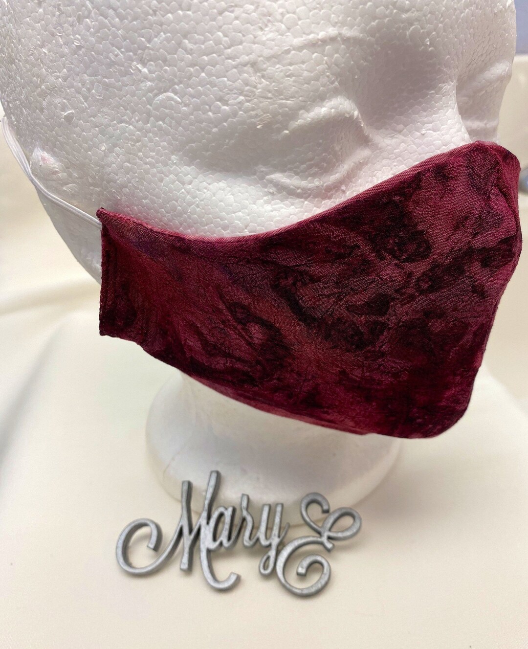 Burgundy Face Mask 3 Layer Face Covering,gift for Her,silk Mask,evening ...