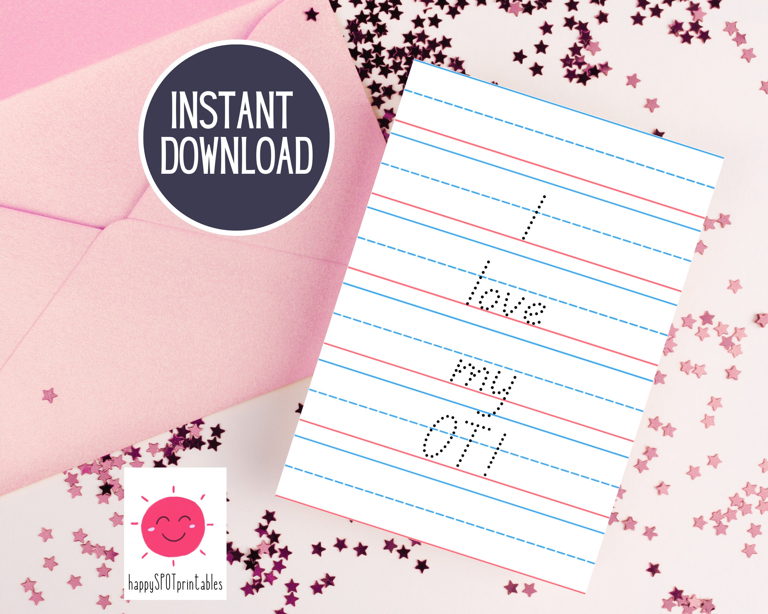 I Love My OT Thank You Printable Card Occupational Therapist Gift ...