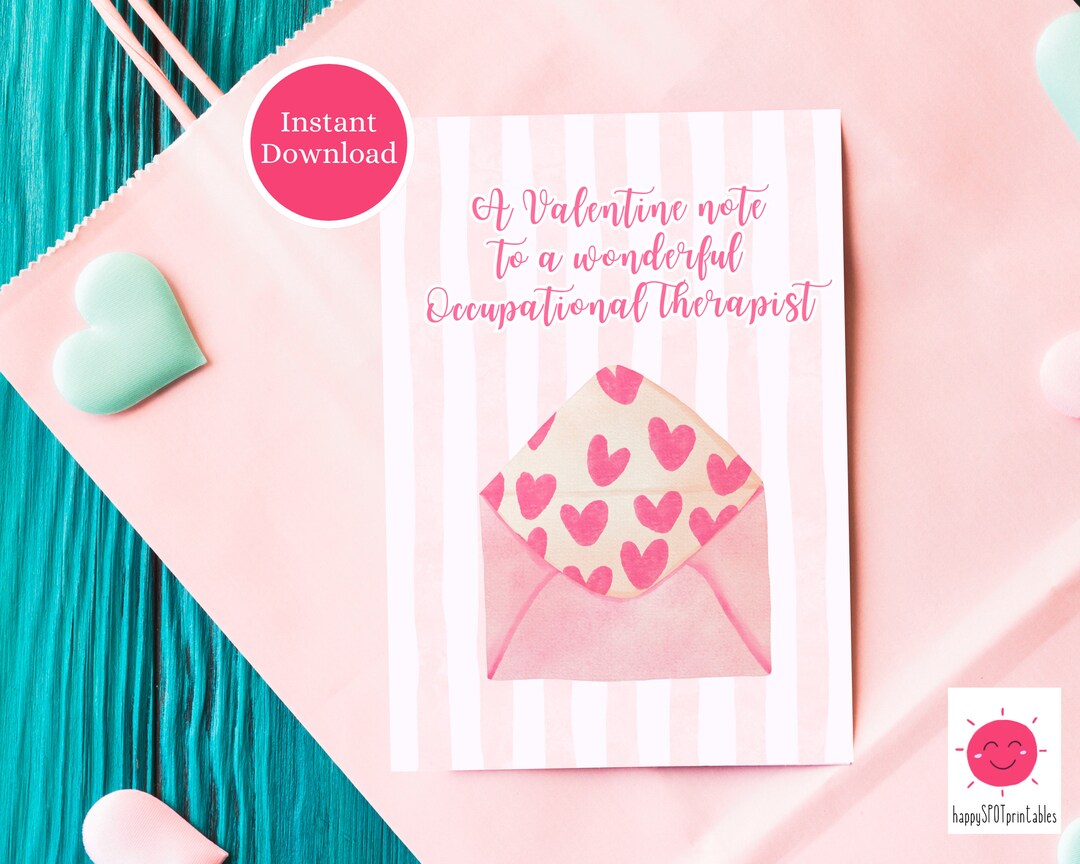 A Valentine Note for a Wonderful Occupational Therapist Card - Etsy