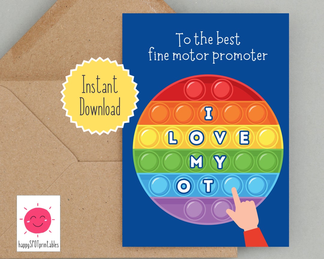 I Love My OT Card | Occupational Therapist Thank You Digital Download ...