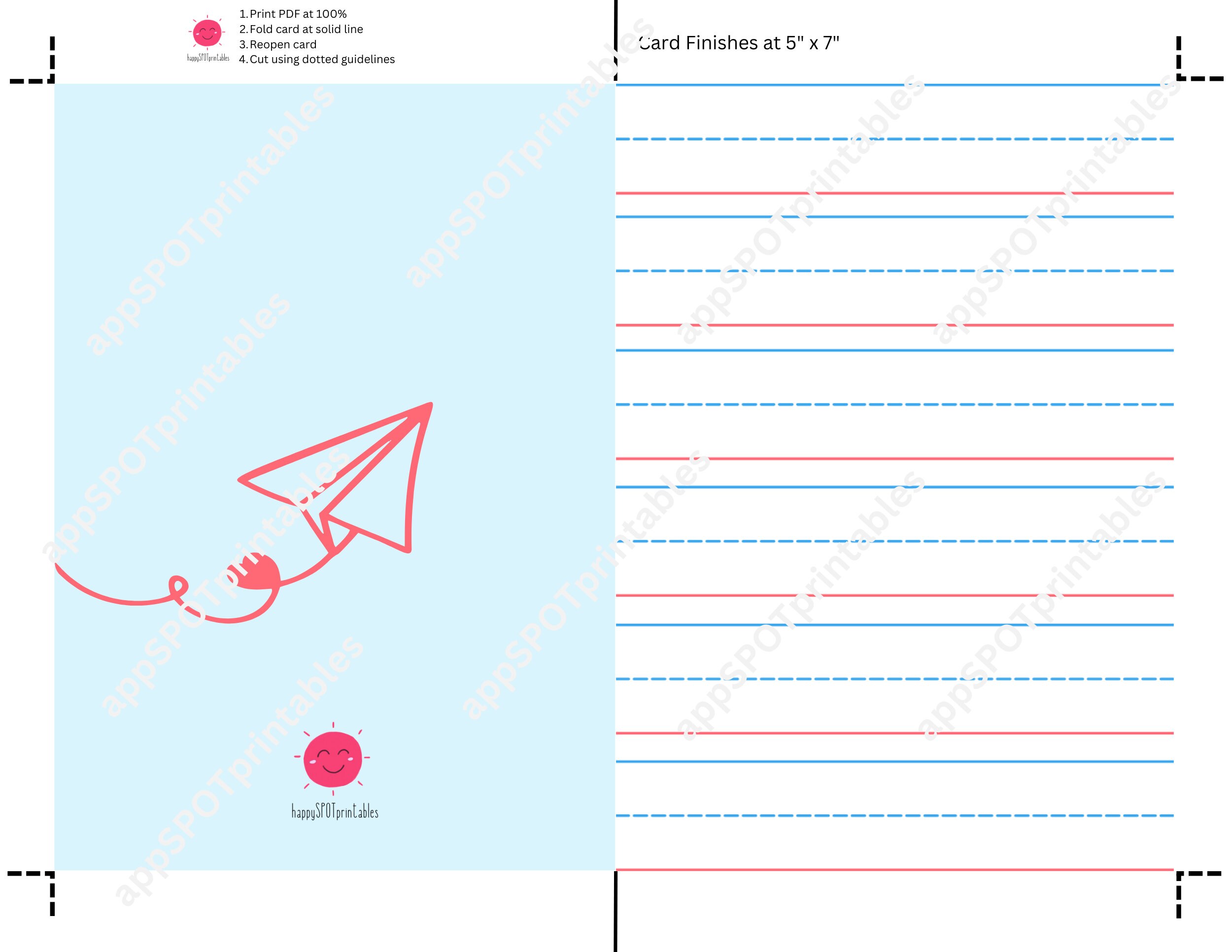 Personalizable 3 Lined Paper Printable Card for Occupational Therapist ...