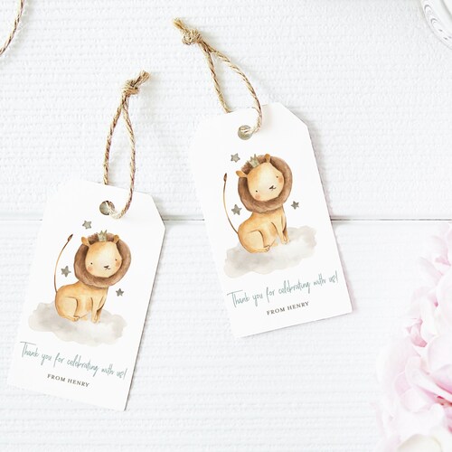 Printable Lion Favor Tag Template Watercolor Lion Prince - Etsy