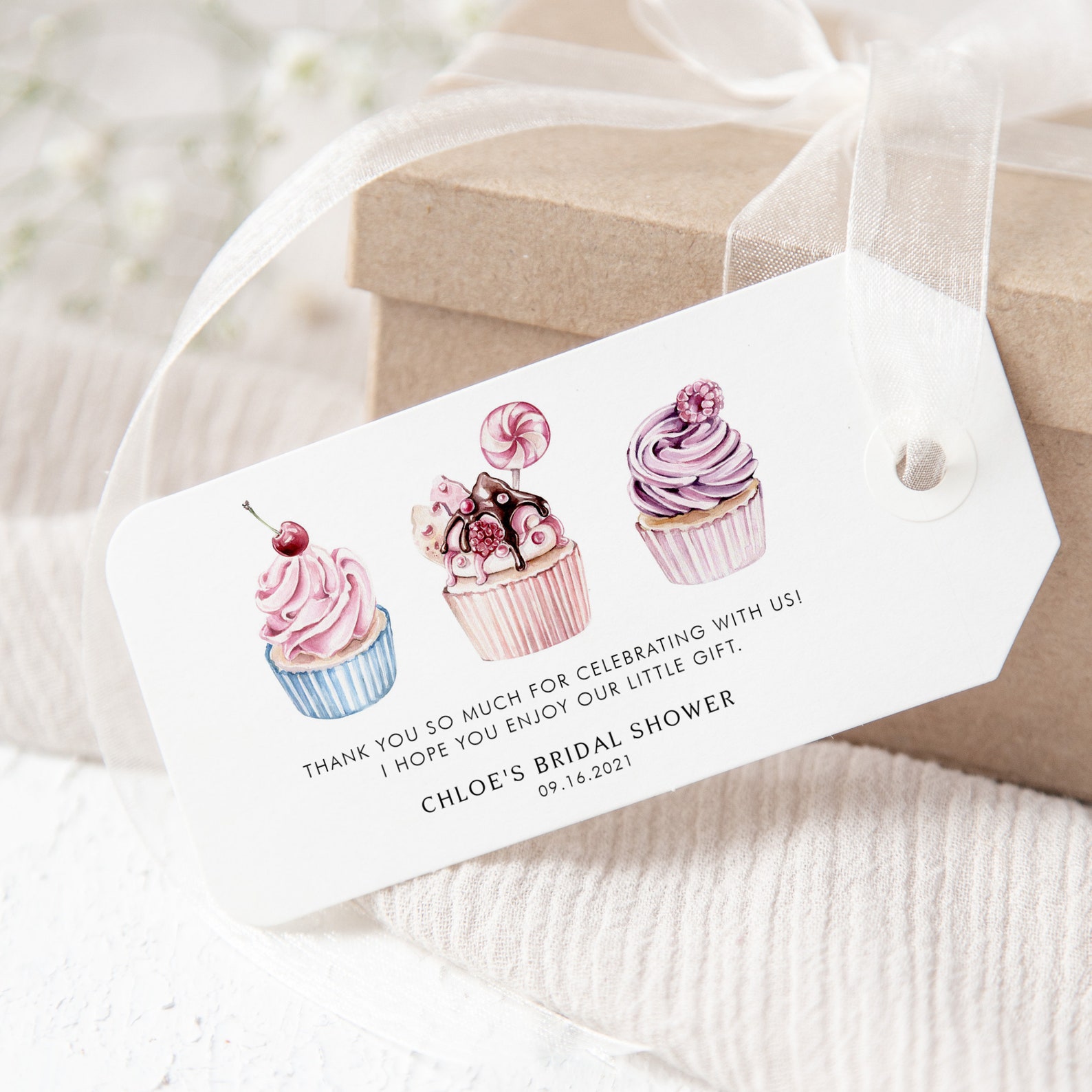 Printable Pastel Cupcakes Thank You Gift Tag Template - Pink and Purple ...