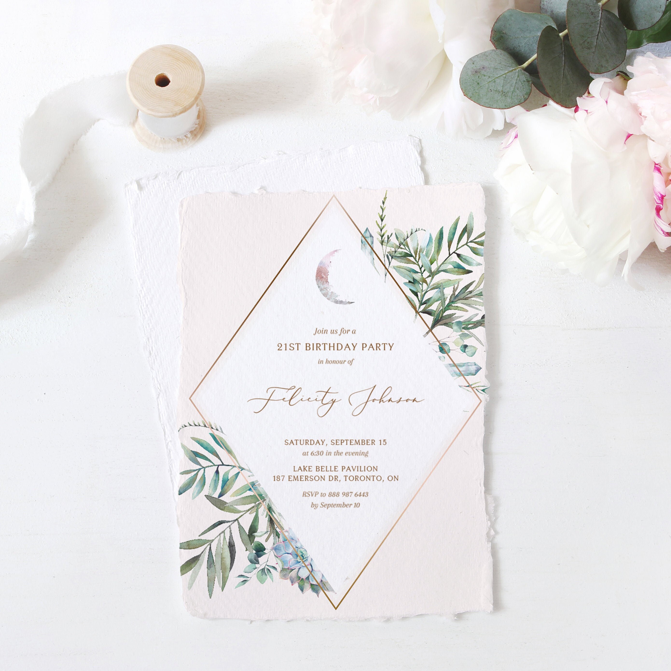 Printable Boho Birthday Party Invitation Template Watercolor - Etsy