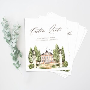 Vintage Manor Custom Wedding Sign Template - Printable Watercolor ...